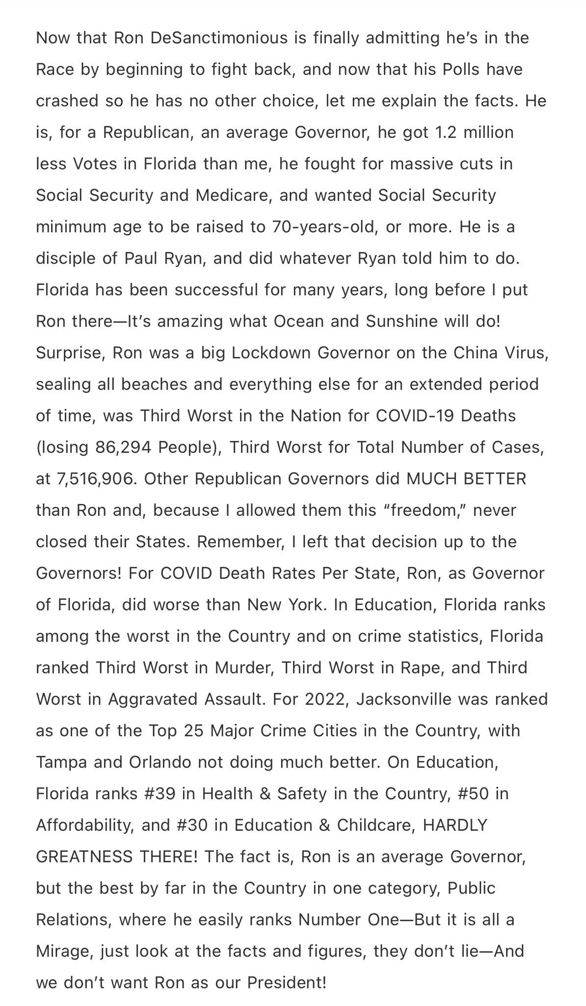 Trump Speaks Out Against DeSantis | Diane Ravitch's blog